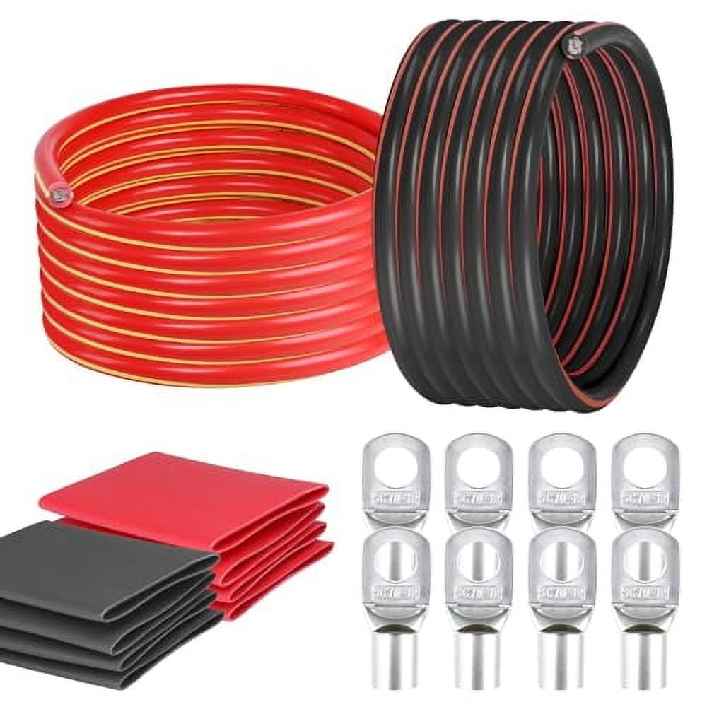 1/0 gauge power inverter cables - 12 feet black & 12 feet red - 0 awg ...