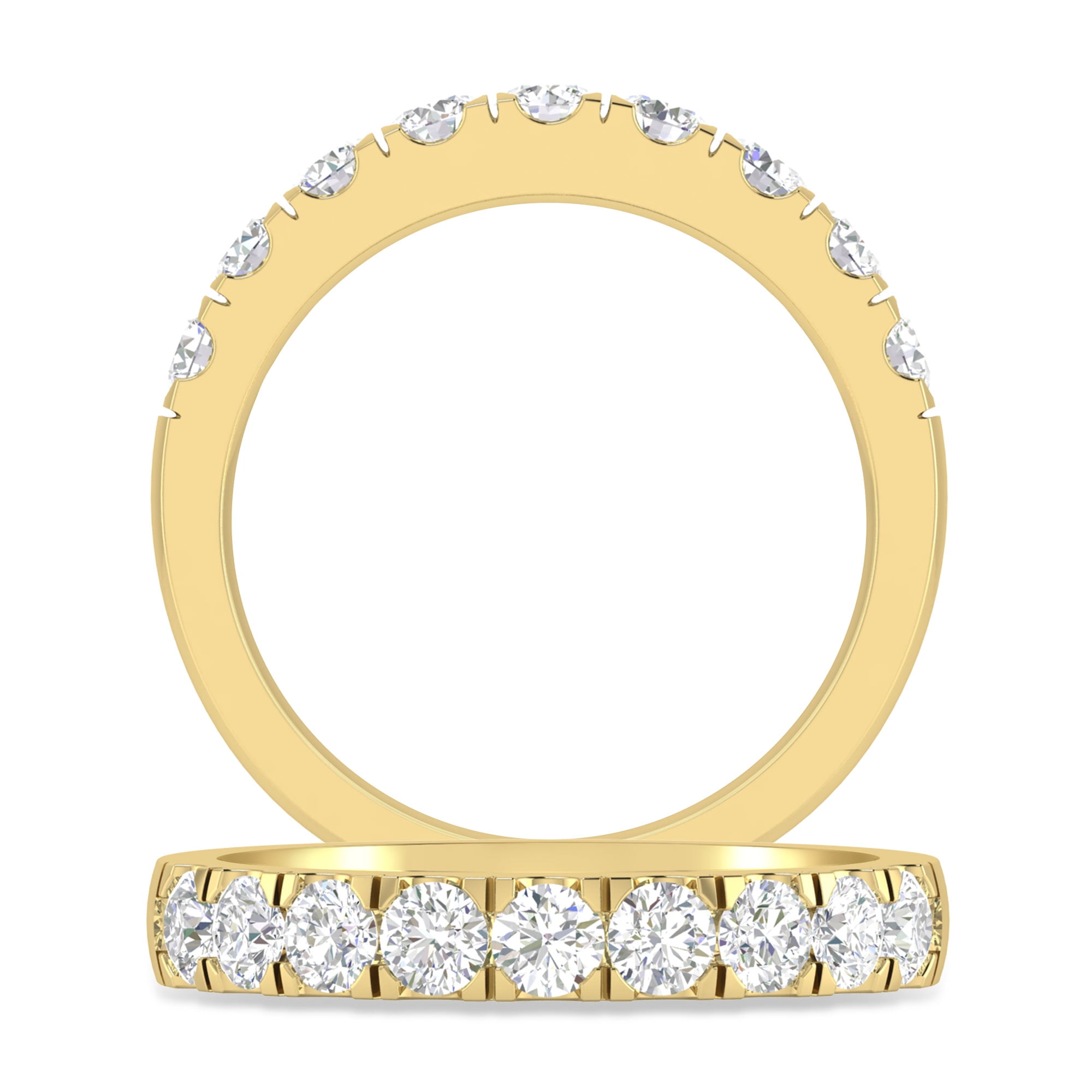 1.00 Carat 10K Yellow Gold Round Lab Grown Micro Pave Bridal Wedding ...
