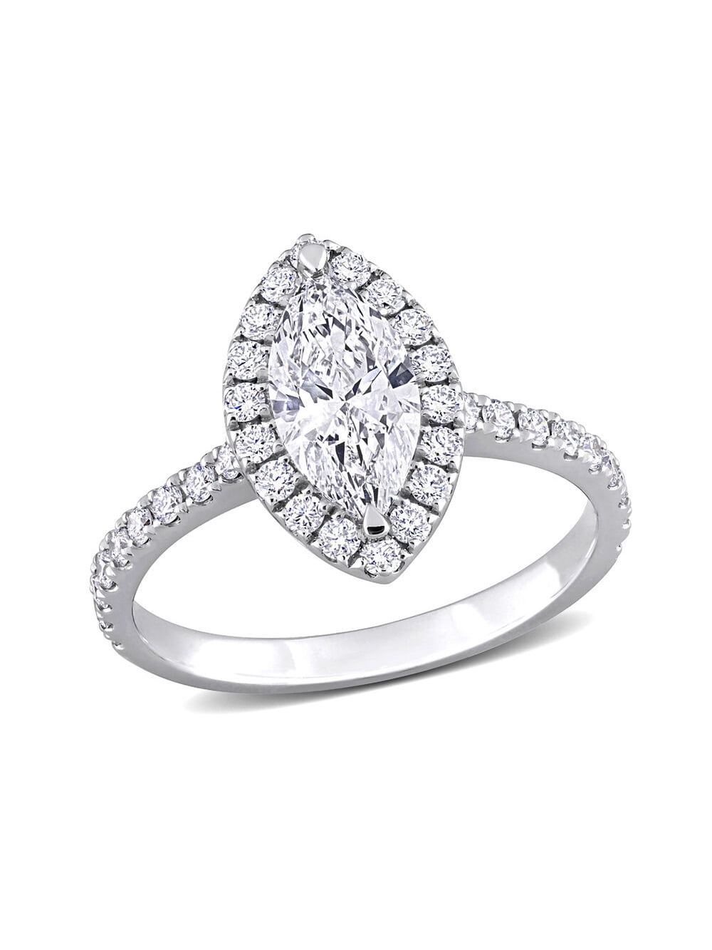 1.00 Carat (Ctw VS1-VS2) Lab-Grown Marquise Diamond Halo Engagement ...
