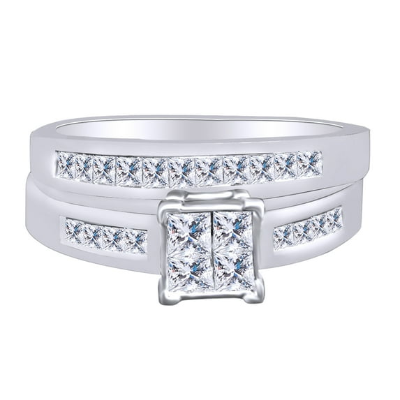 AFFY 1.00 Carat Princess Cut White Natural Diamond Engagement Wedding ...