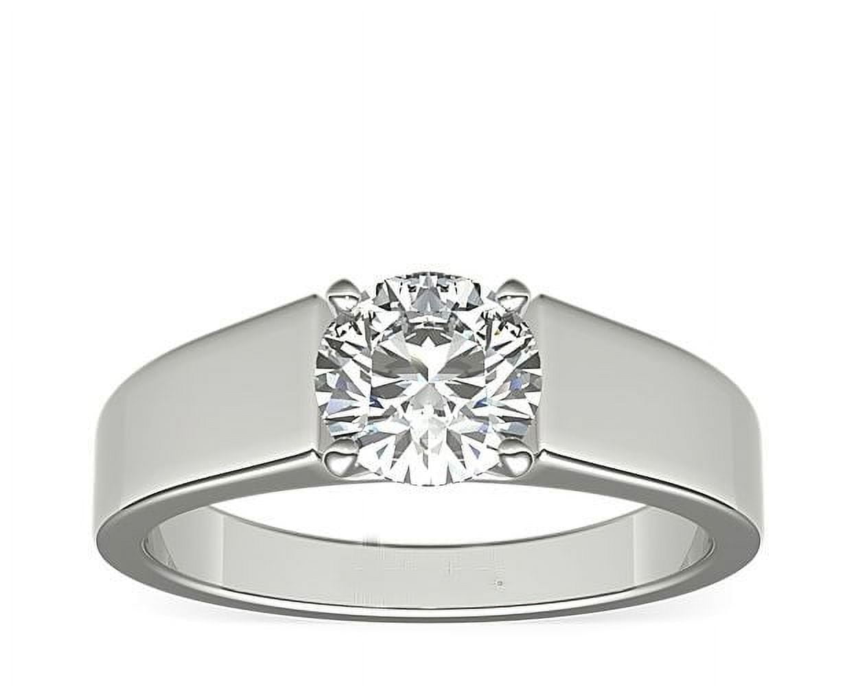 1.00 Carat Round Genuine Diamond Beautiful Solitaire Engagement Ring for Ladies Solid 14K White Gold Size 7