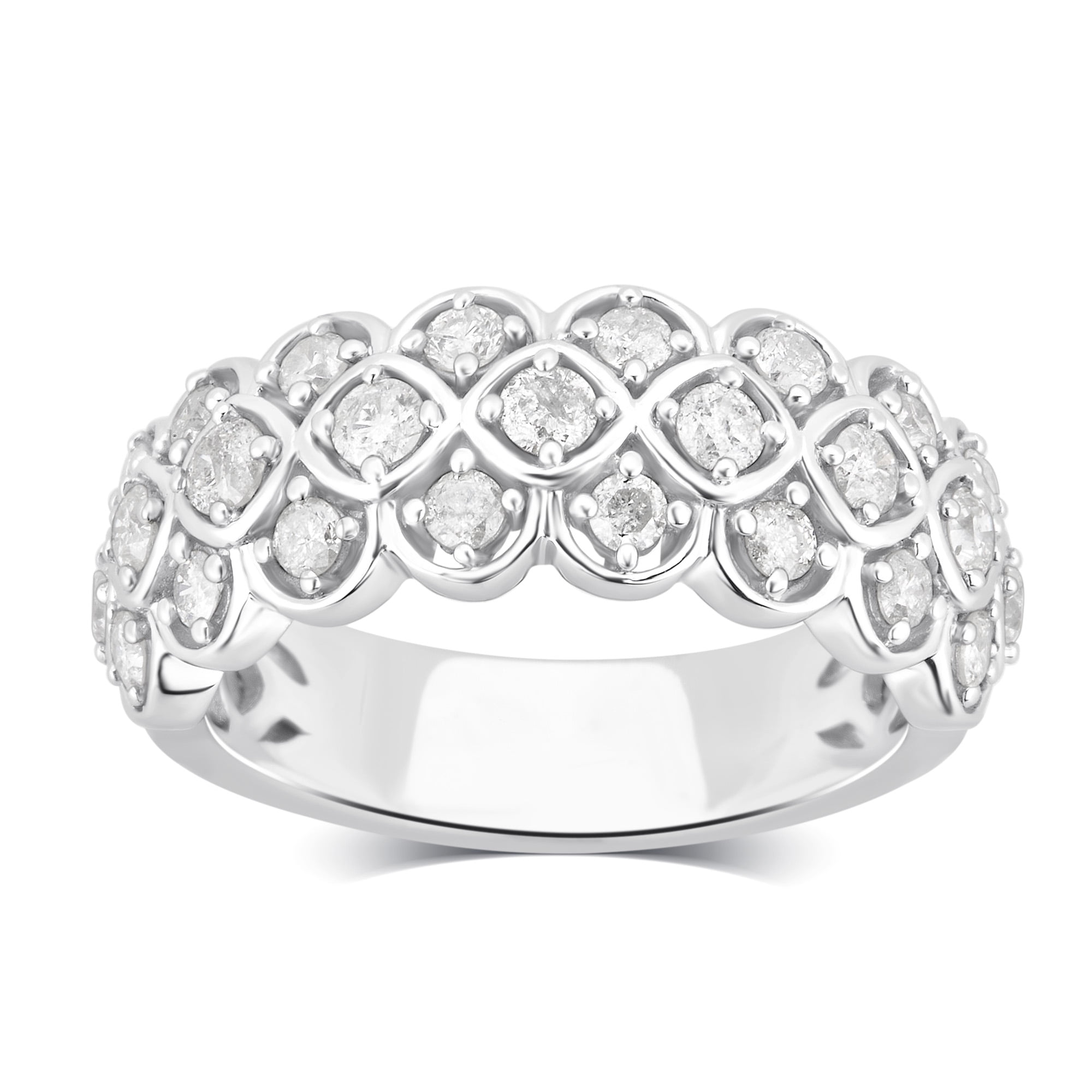 1.00 Carat T.W Diamond Sterling Silver Anniversary Ring. (I-J/I2-I3 ...