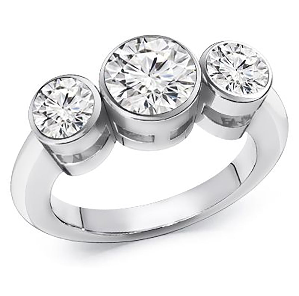 1.00 Carat Three Stone Bezel Set Engagement Ring - Walmart.com