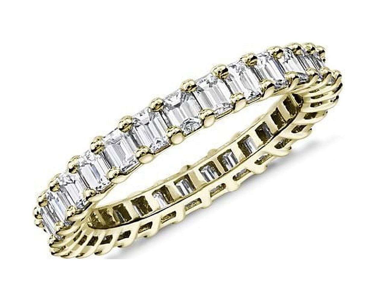 1.00 Ct Emerald Cut Latest Moissanite Engagement Eternity Band for ...