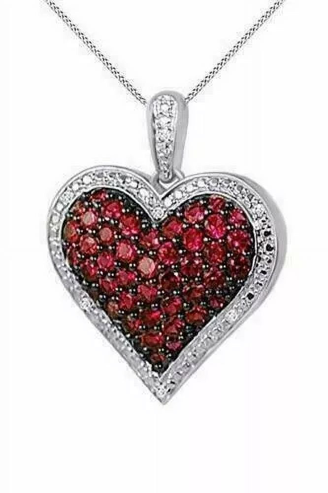 1.00 Ct Round Cut Lab-Created Red Ruby Heart Pendant Necklace 14K White Gold Plated - Walmart.com