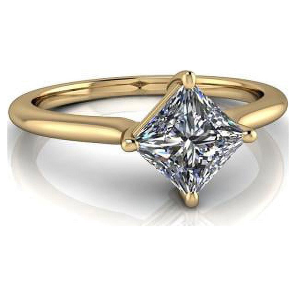 1.00 Ct Solitaire Princess Shaped Diamond Wedding Rings for her Solid ...