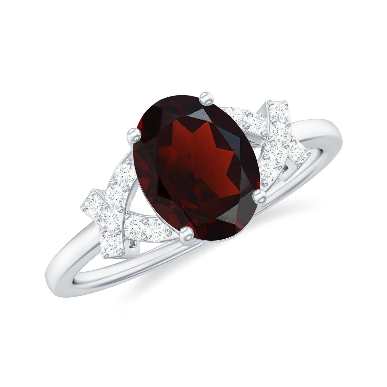 1.00 Ctw Oval Red Garnet 925 Sterling Silver Split Shank Solitaire ...