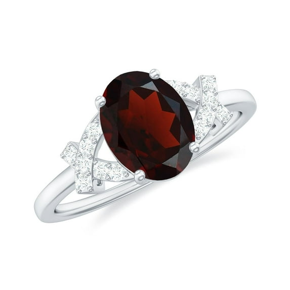 1.00 Ctw Oval Red Garnet 925 Sterling Silver Split Shank Solitaire ...
