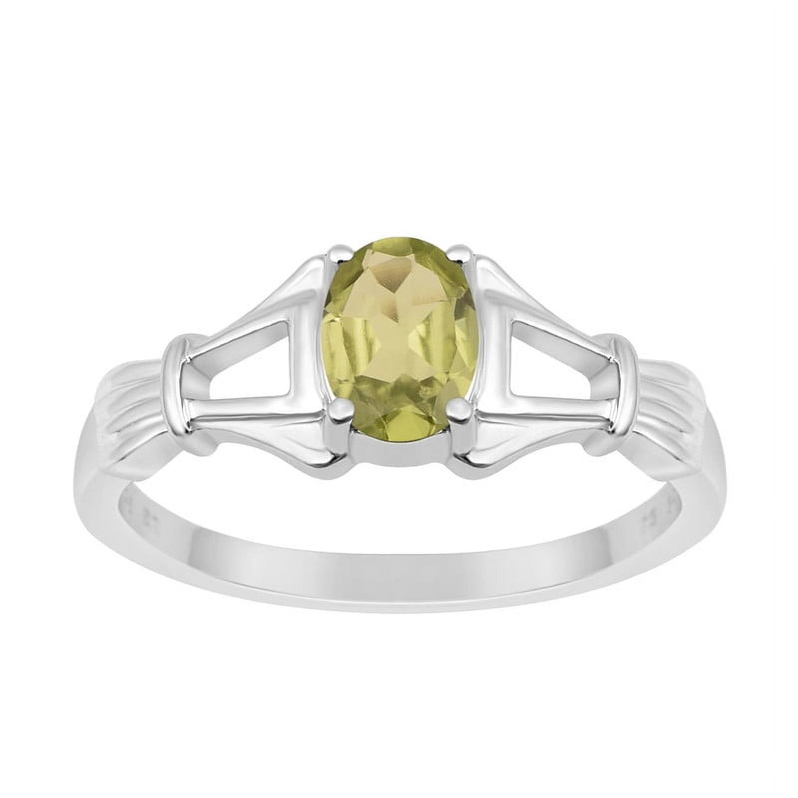1.00 Ctw Oval Shape Peridot 925 Sterling Silver Solitaire Split Shank ...