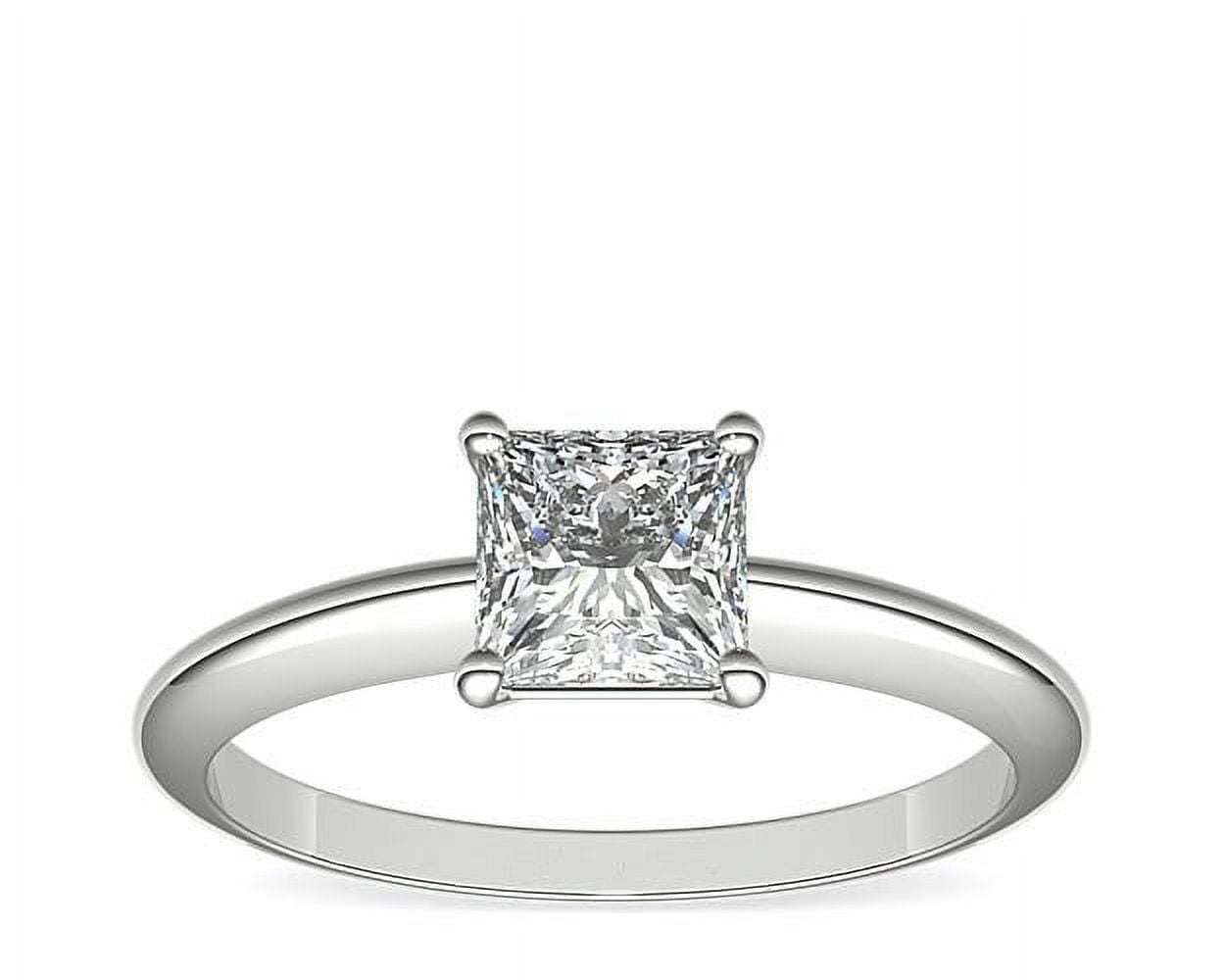 1.00 T.C.W Princess Shaped Genuine Diamond Stunning Solitaire Wedding ...