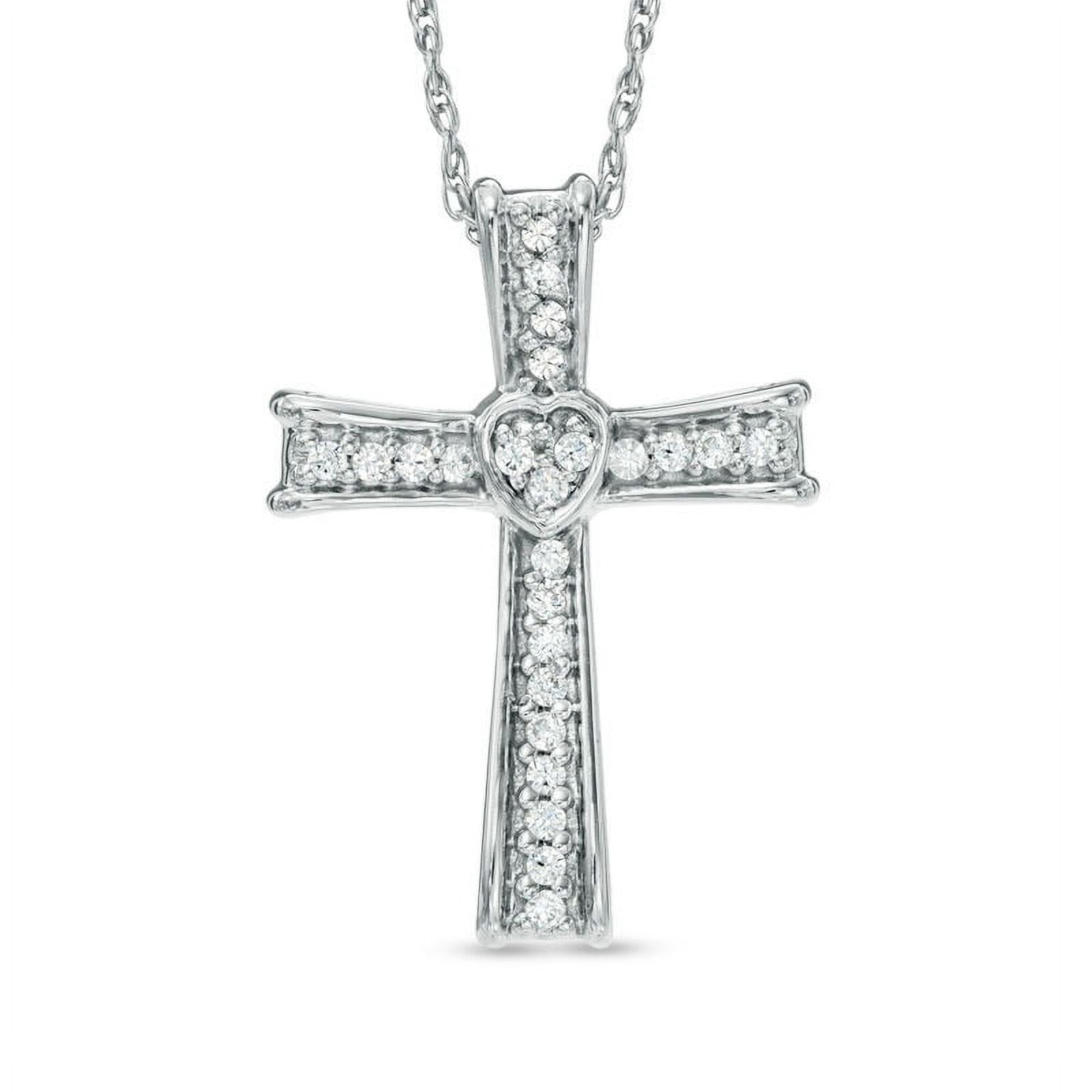 1.00 T.C.W Round Cut VS1 Real Diamond Beautiful Cross Pendant Necklace ...