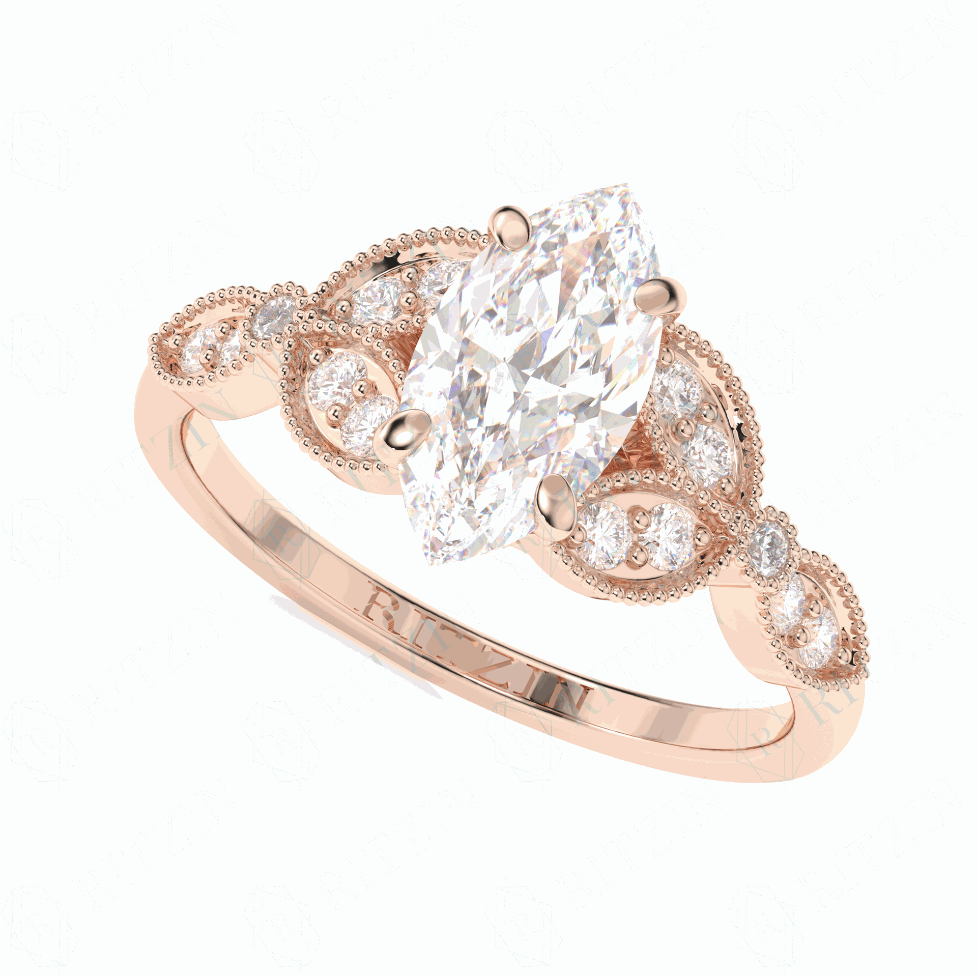 1.00 TCW Lab Grown Diamond Marquise Cut Solitaire With Accents ...
