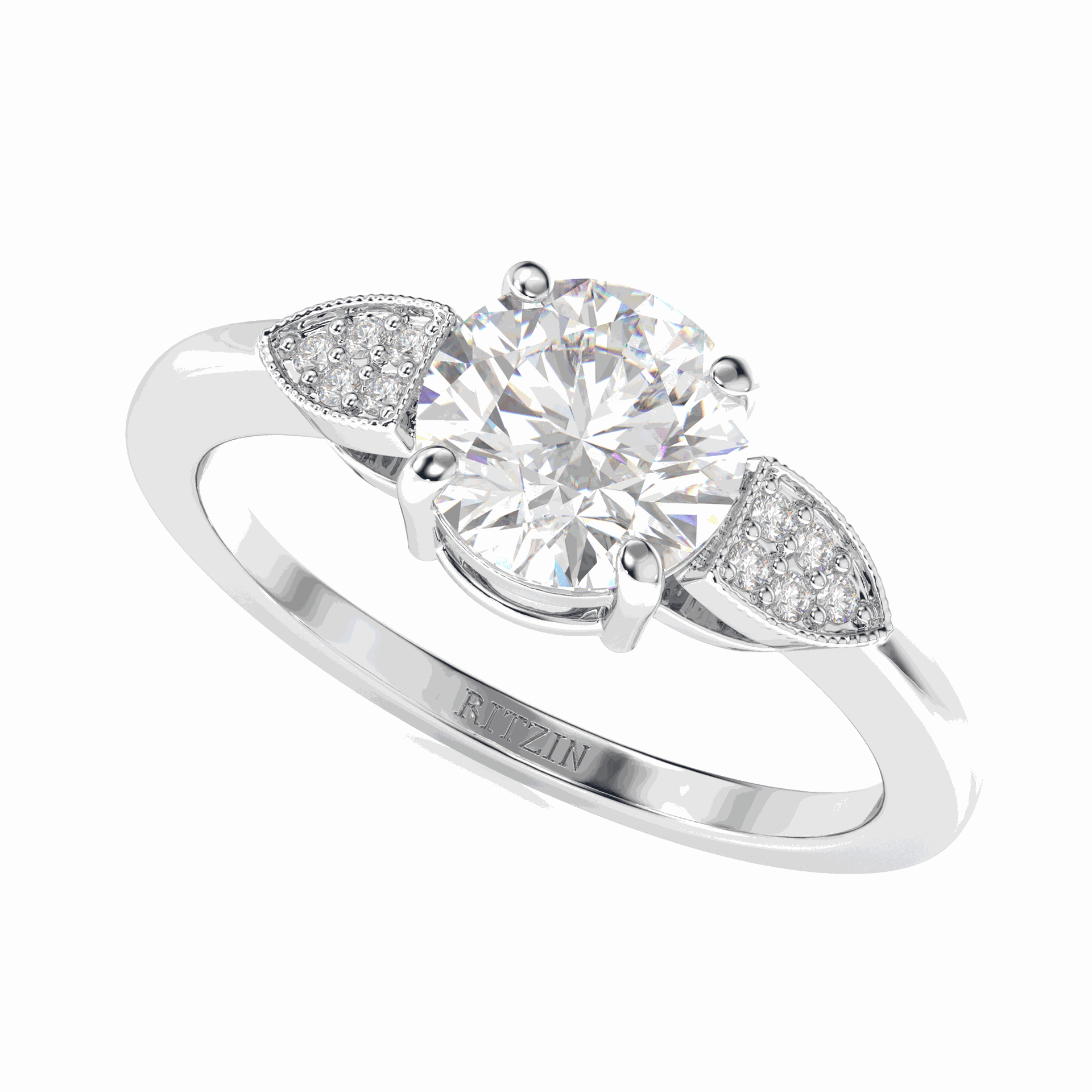 1.00 TCW Lab Grown Diamond Round Briliiant Cut Solitaire With Accents ...