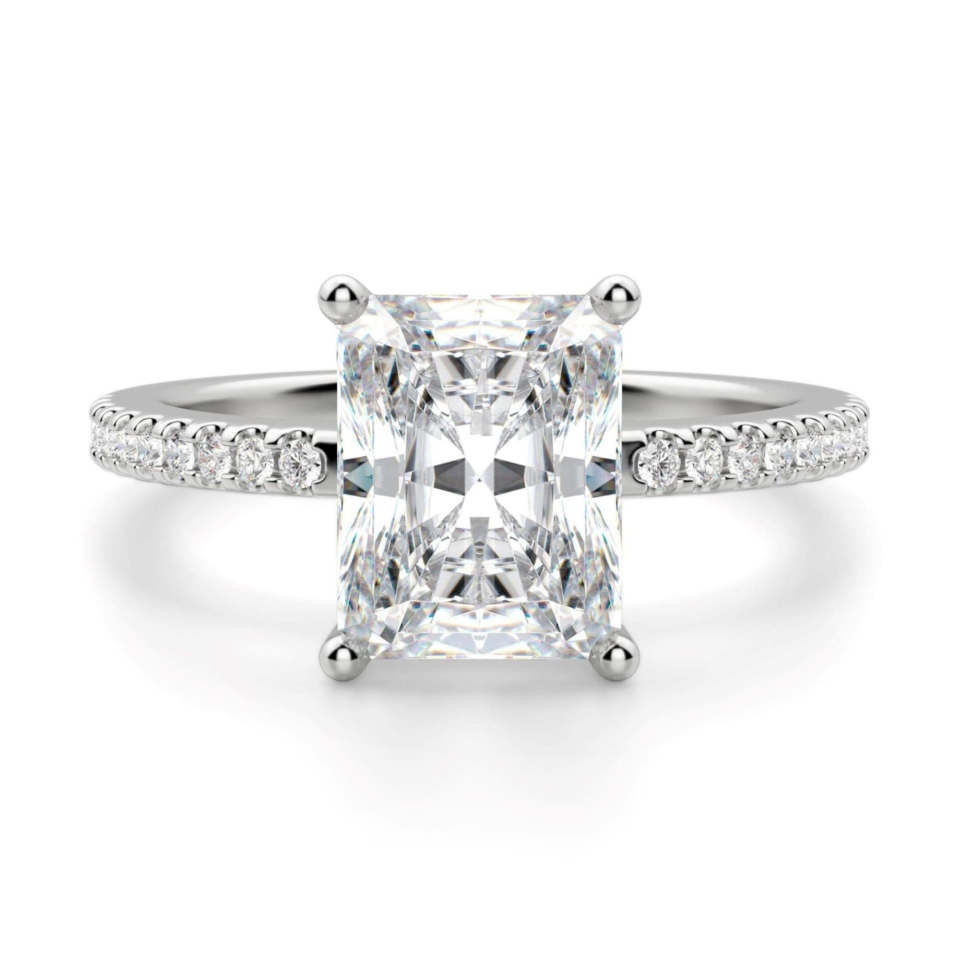 1.00 TCW Radiant Cut Solitaire With Accents Engagement Ring 925 Silver ...