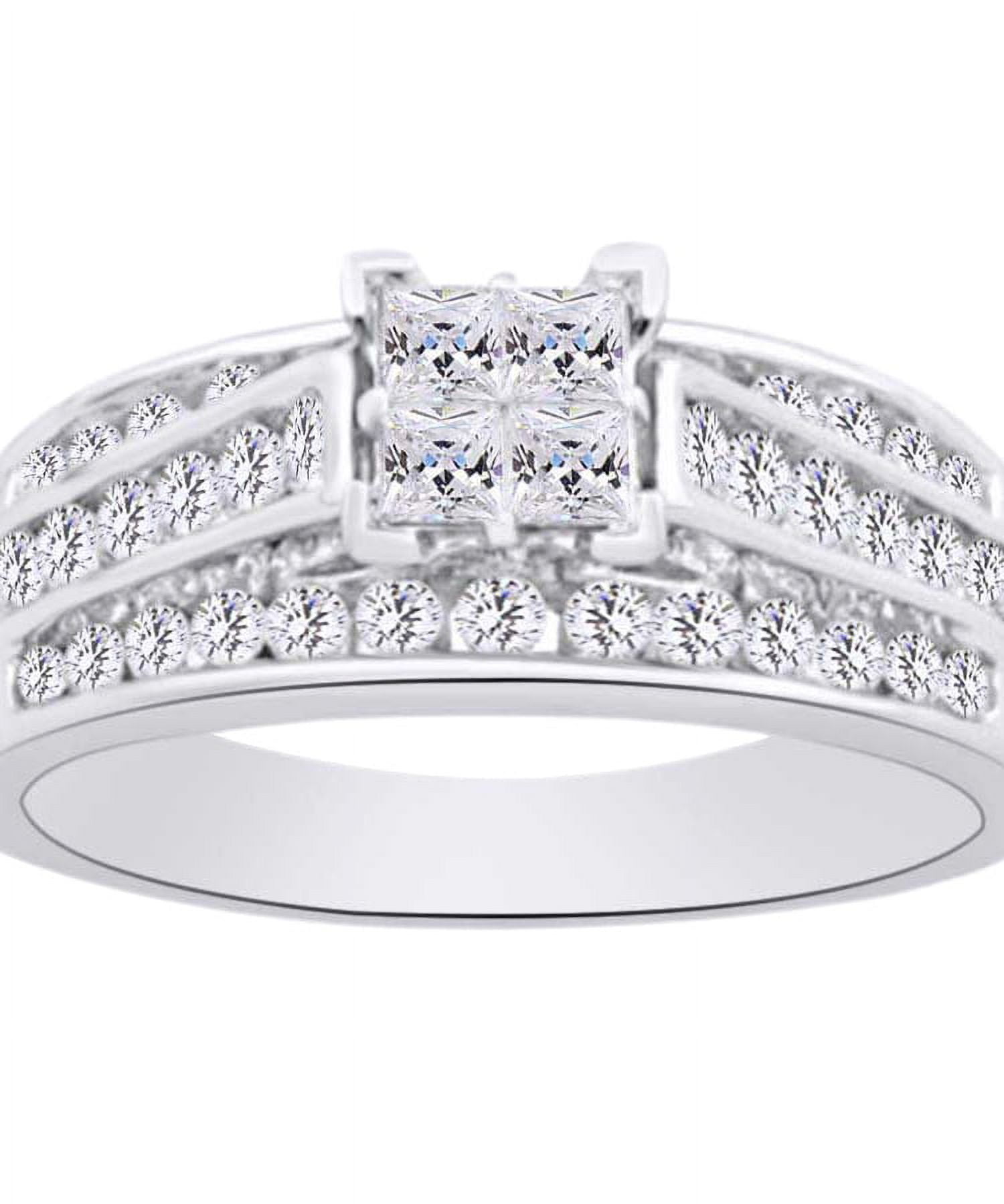 AFFY (1.00 cttw) Princess & Round Shape White Natural Diamond Square ...