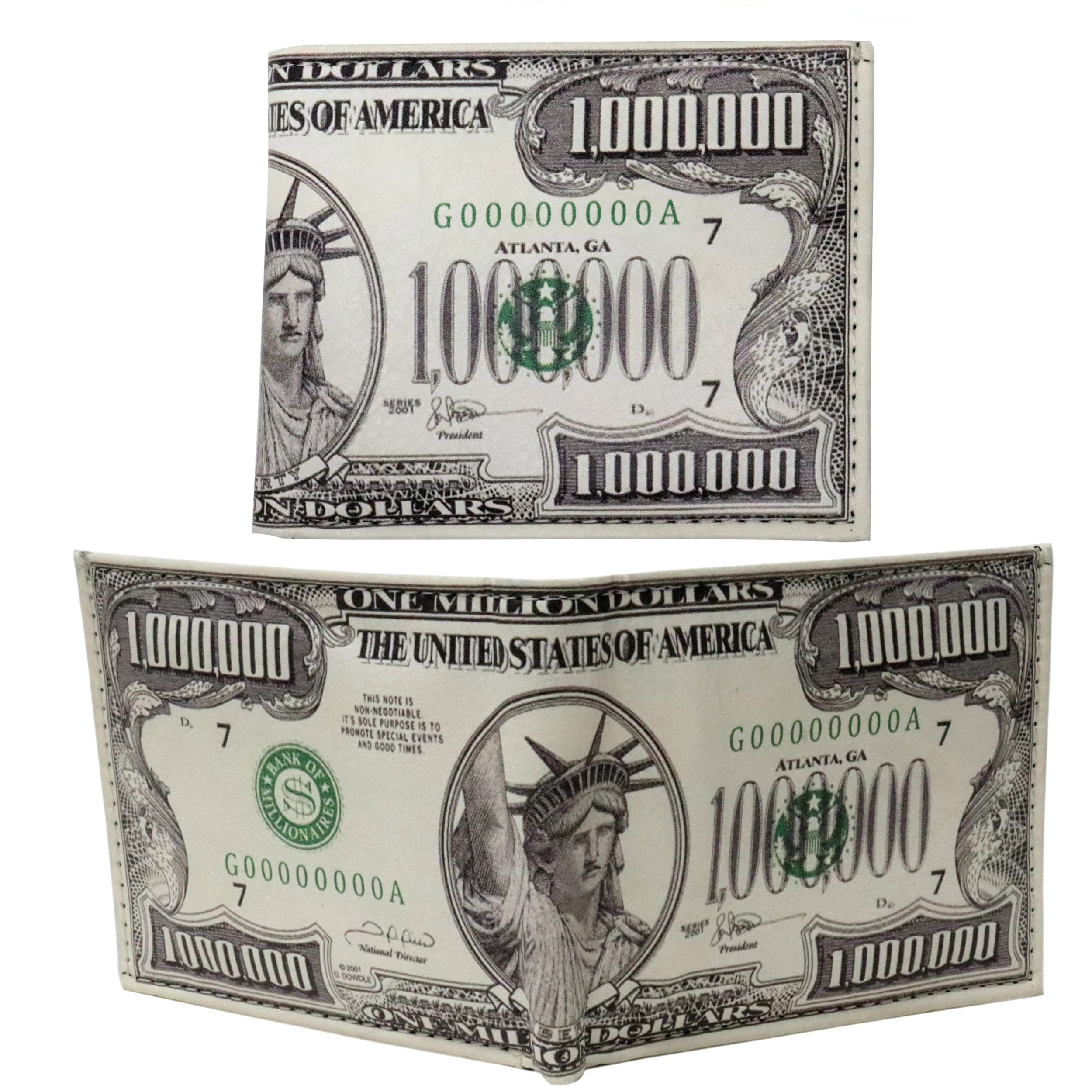 $1,000,000 One Million Dollar Bill Leather Bi-Fold Bifold Wallet ...