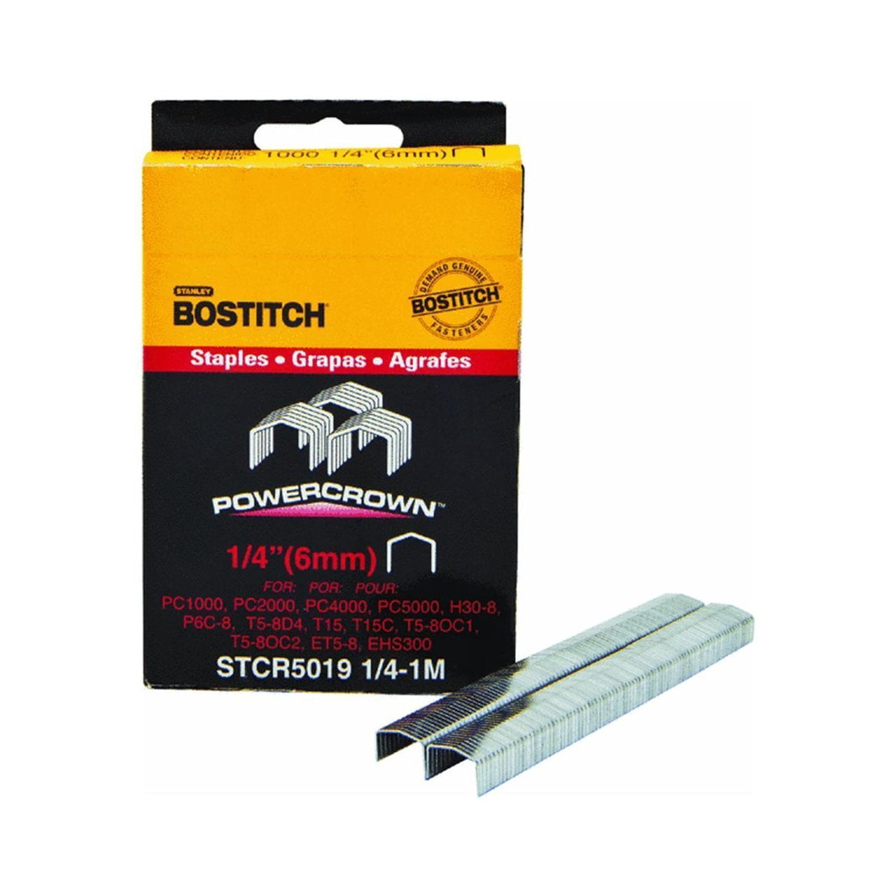Bostitch PowerCrown Staples STCR50191/4-1M - 1/4" Wide Crown - 1,000 ...
