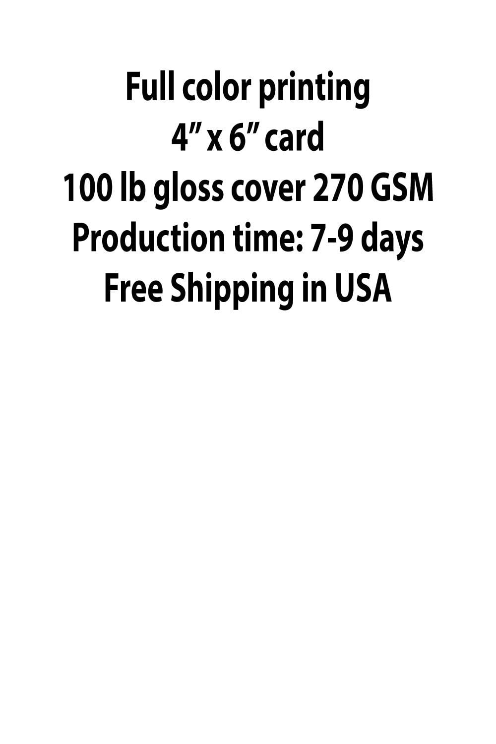 1,000 Custom Printed Card with your artwork provided. Size: 4" x 6 ...