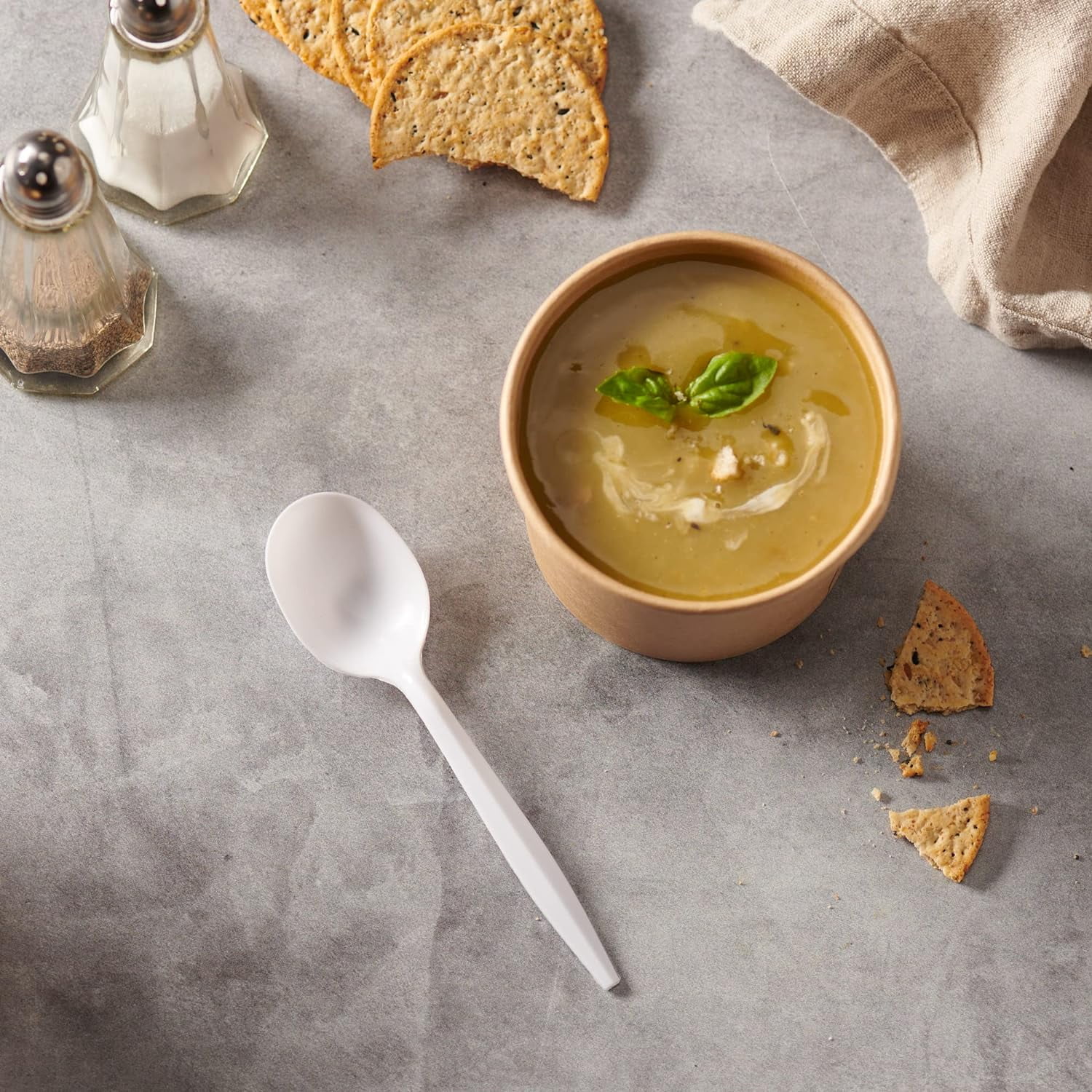 1,000 Plastic Disposable Soup Spoons Bulk White Medium Weight ...