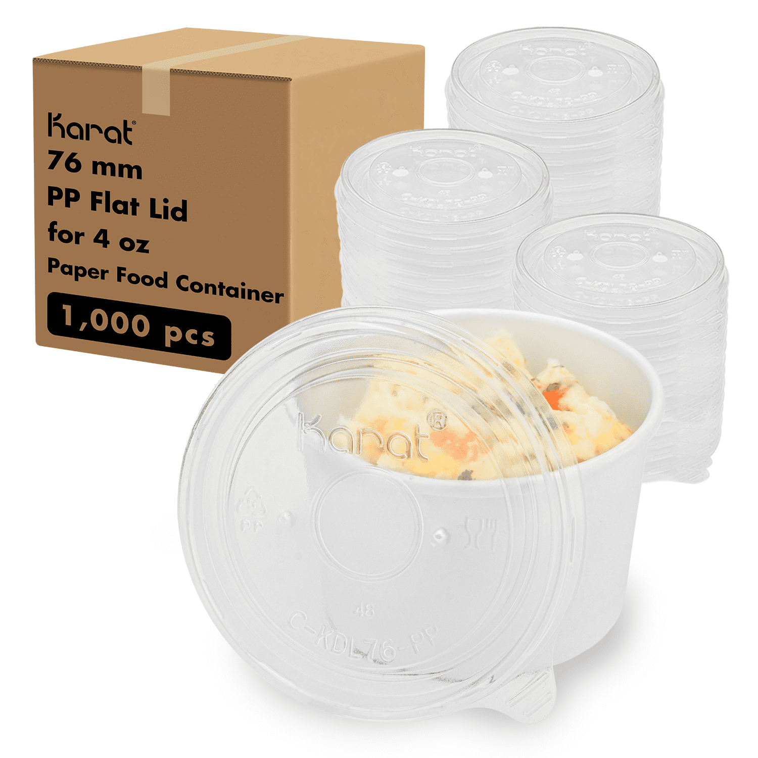 [1,000 ct] Karat 4 oz Food Container Lids | Flat, PP, 76 mm - Walmart.com