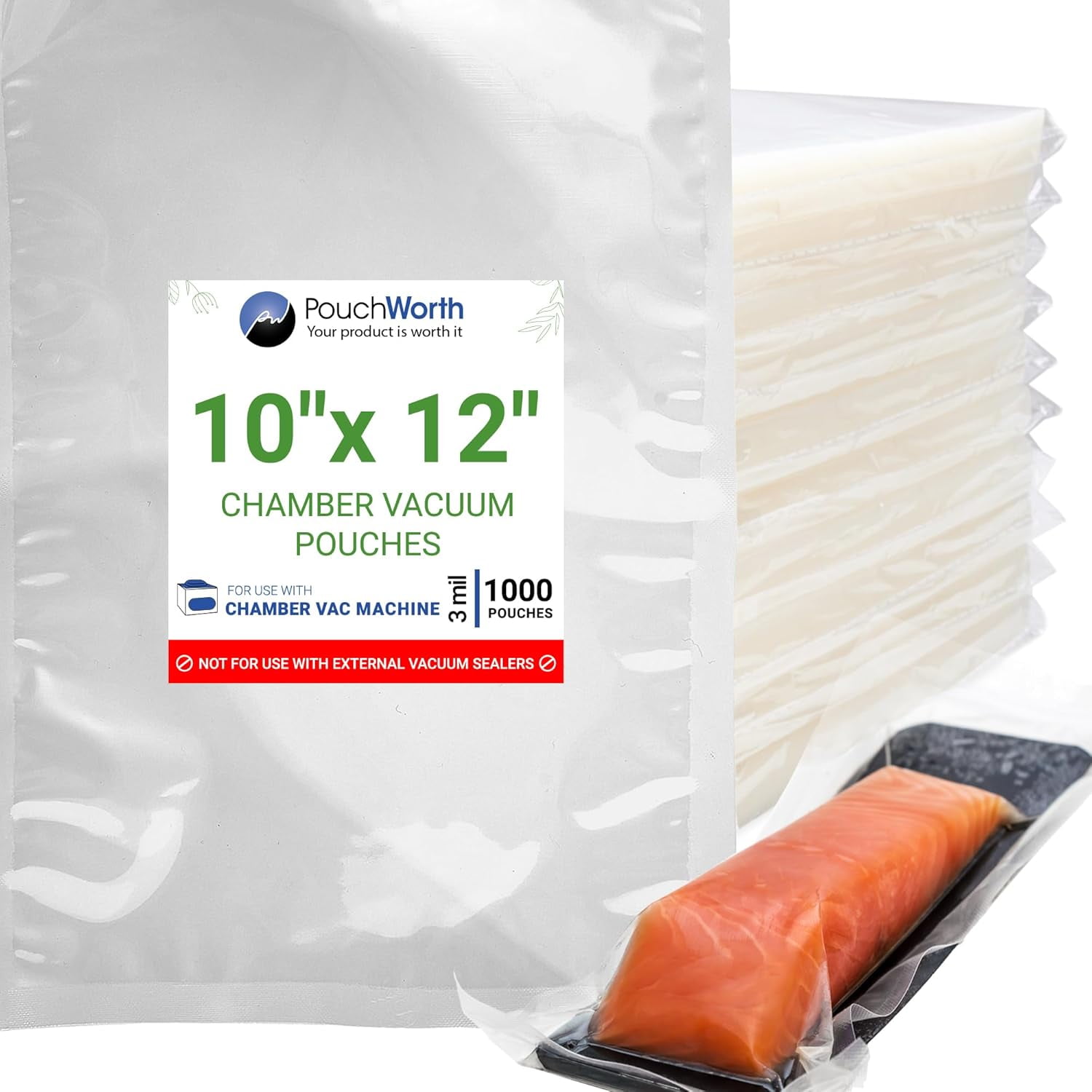 1,000 pcs Clear 10" x 12", 3 mil Chamber Machine Pouches, Pre-Cut ...