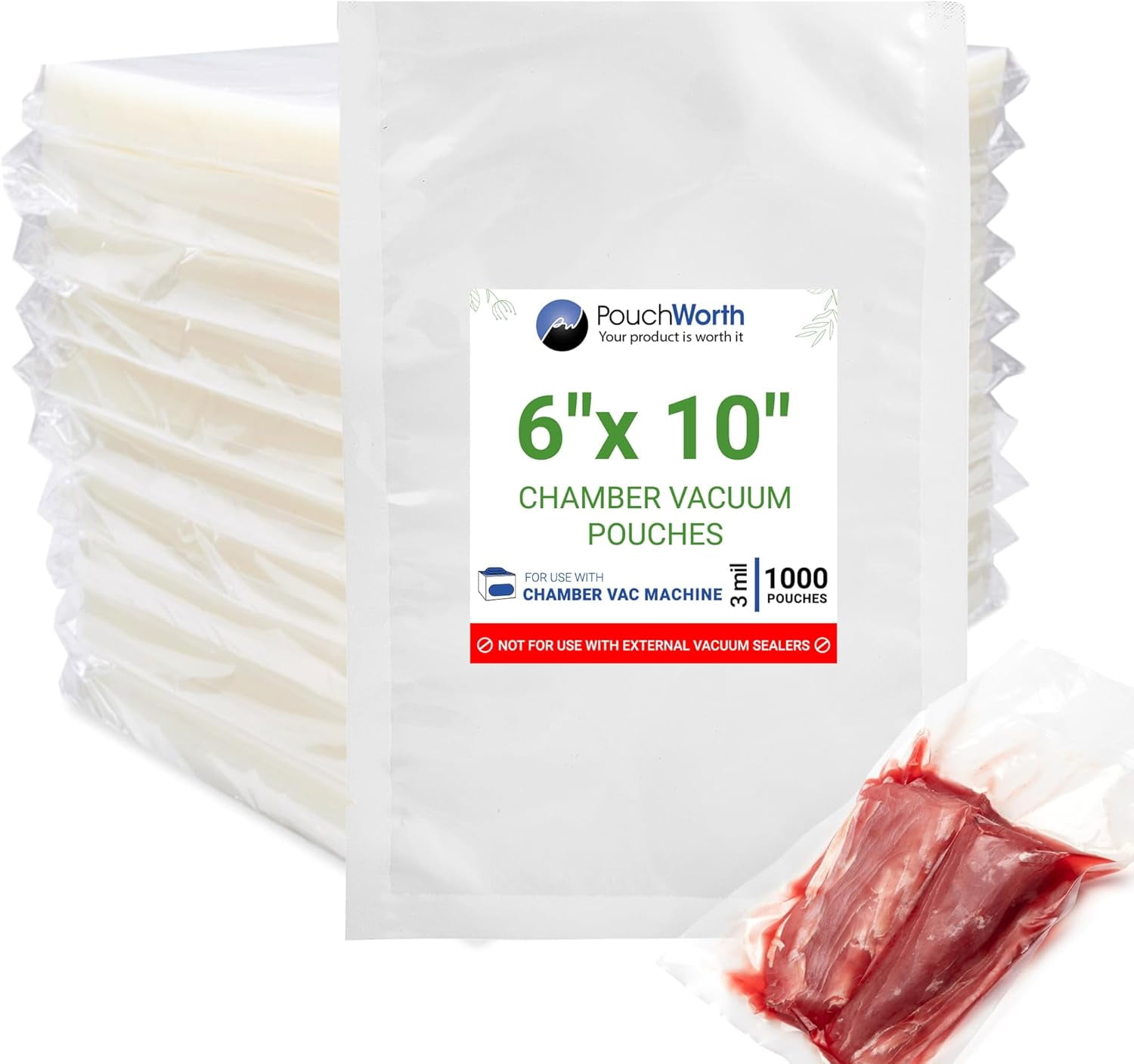 1,000 pcs Clear 6" x 10" Pint, 3 mil Chamber Machine Pouches, Pre-Cut ...