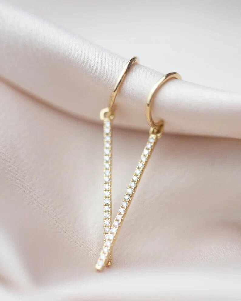 1.00Ct Round Cut Simulated Diamond Drop & Dangle Earrings 14K Yellow ...