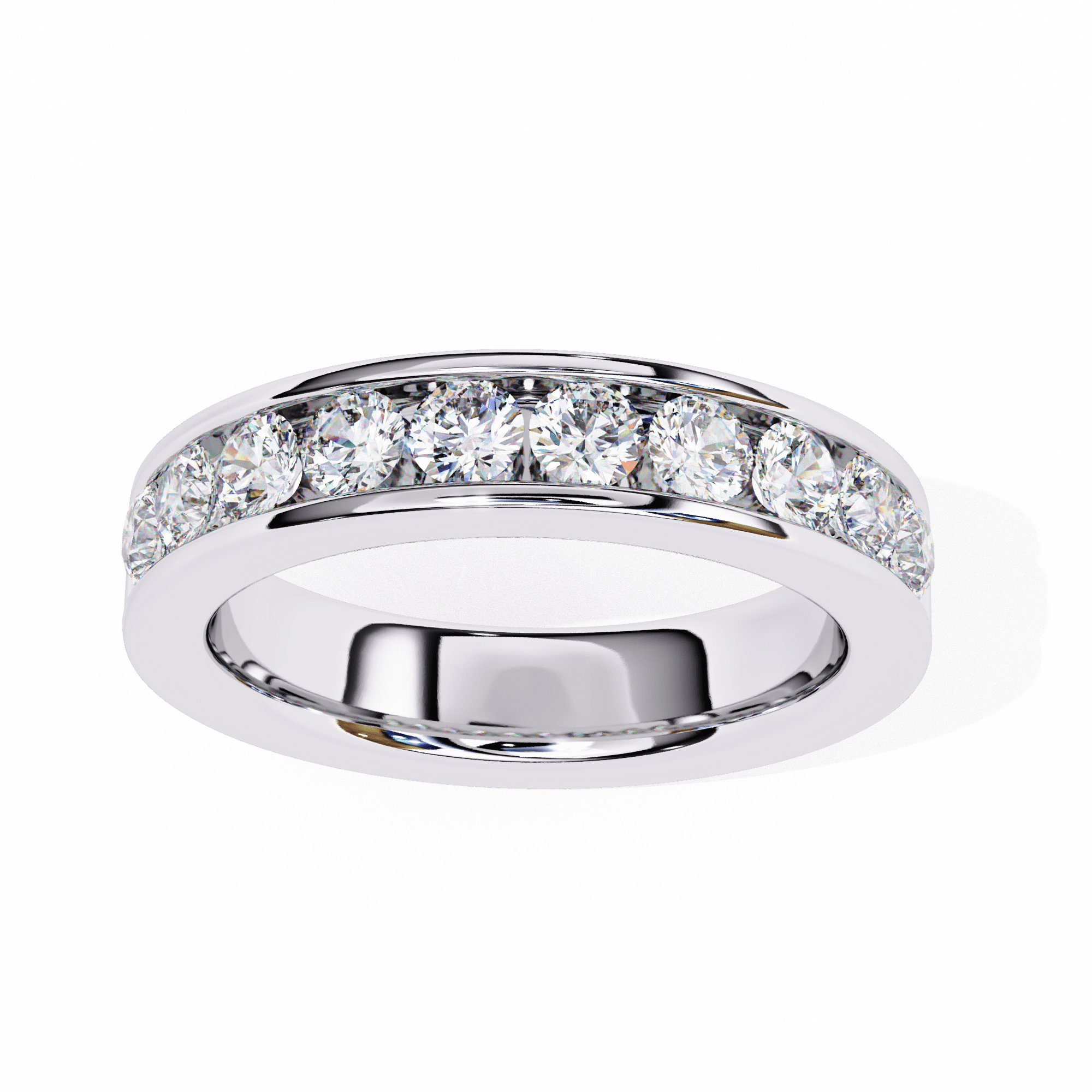 1.01 TCW Full Eternity Round Brilliant Lab Grown Diamond Channel Set ...
