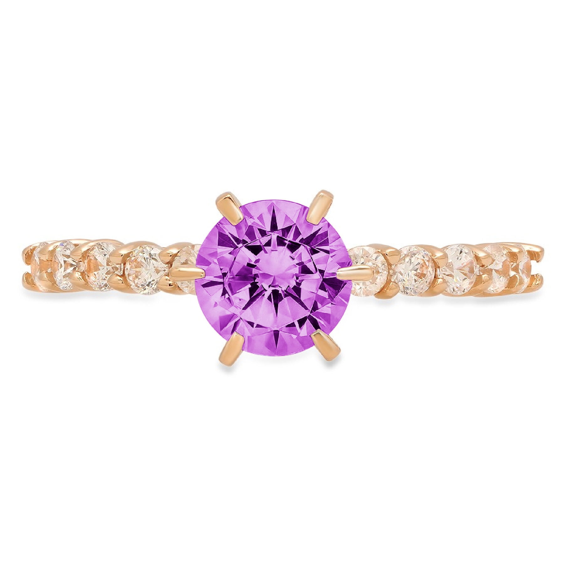 1.05 ct Brilliant Round Cut Simulated Alexandrite 14k Yellow Gold ...