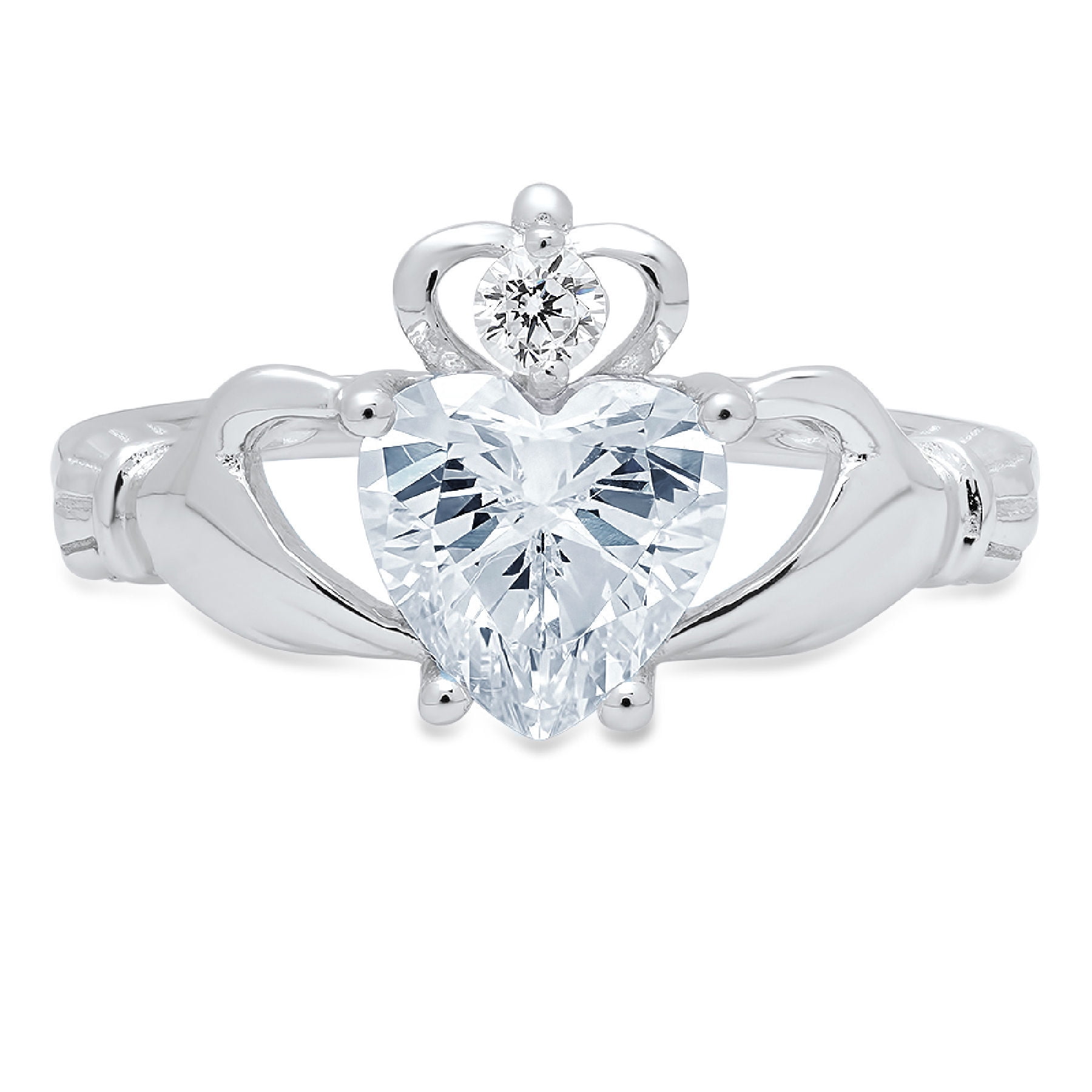 1.05 ct Heart Cut Natural Aquamarine Claddagh 18K White Gold Womens ...