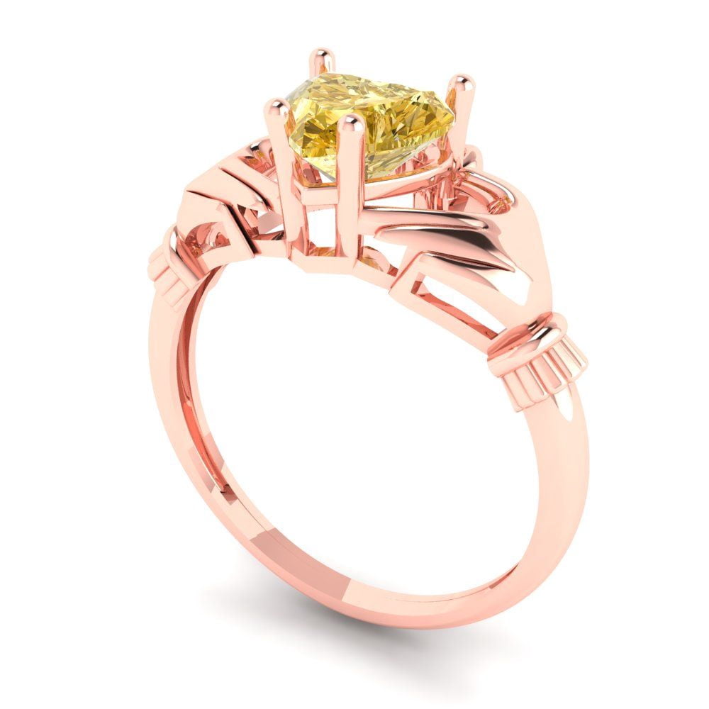 1.06 ct Brilliant Heart Cut VVS1 Clear Zircon 18K Rose Solid Gold ...