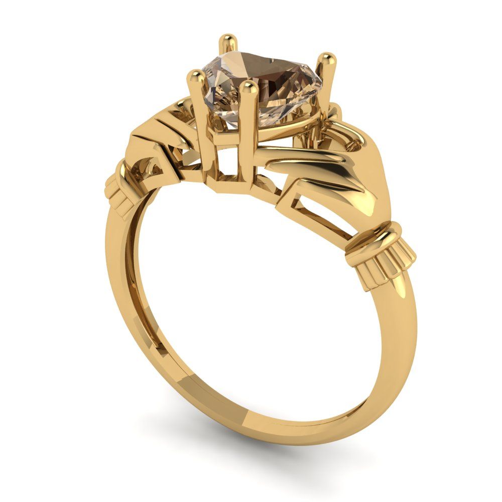 1.06 ct Brilliant Heart Cut VVS1 Clear Zircon 18K Yellow Solid Gold ...