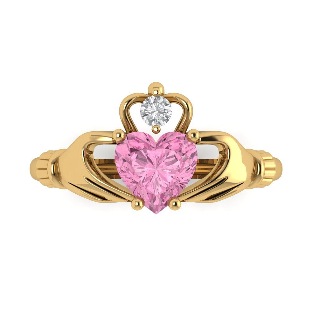 1.06 ctw Claddagh Anniversary Ring for Women | Heart Cut Simulated Pink ...