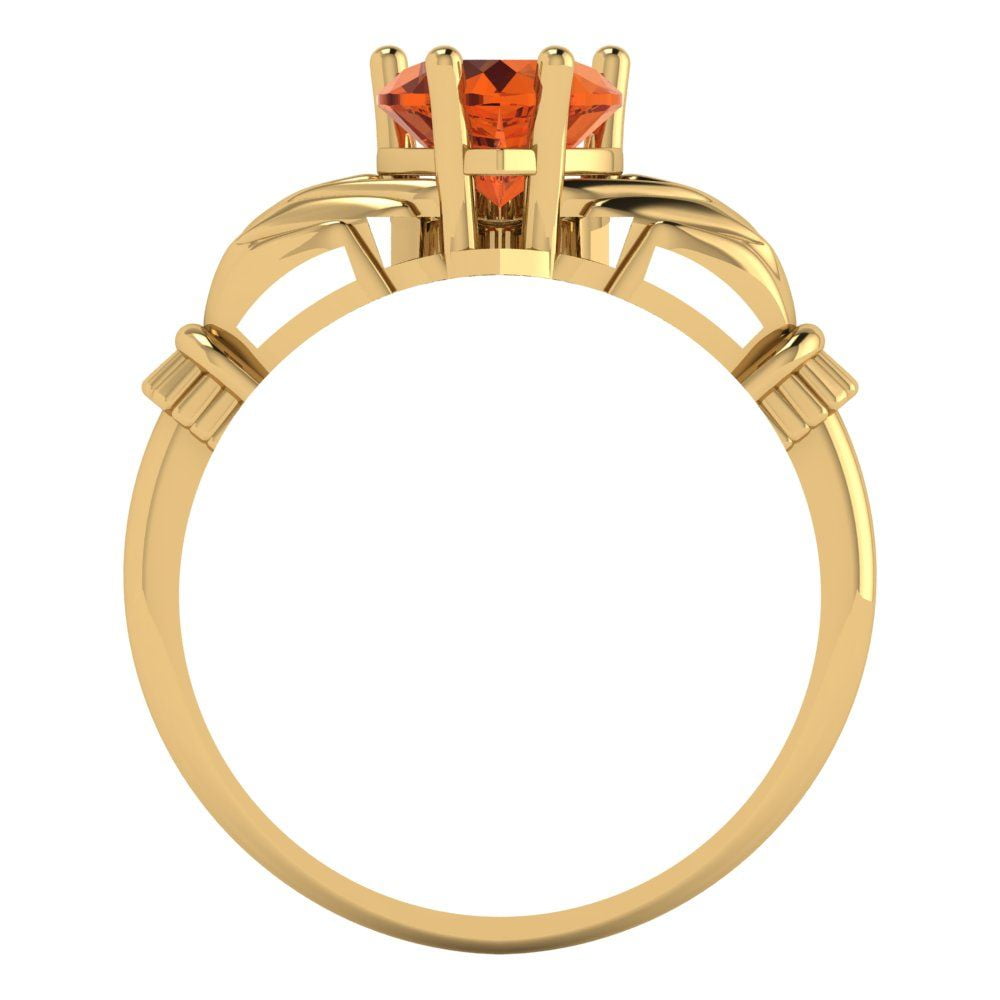 1.06 ct Heart Cut Simulated Red Diamond Claddagh Engagement Ring for ...