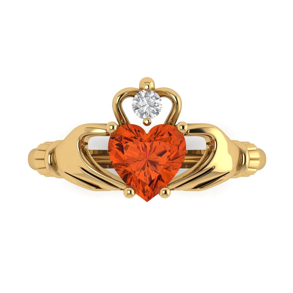 1.06 ct Heart Cut Simulated Red Diamond Claddagh Engagement Ring for ...
