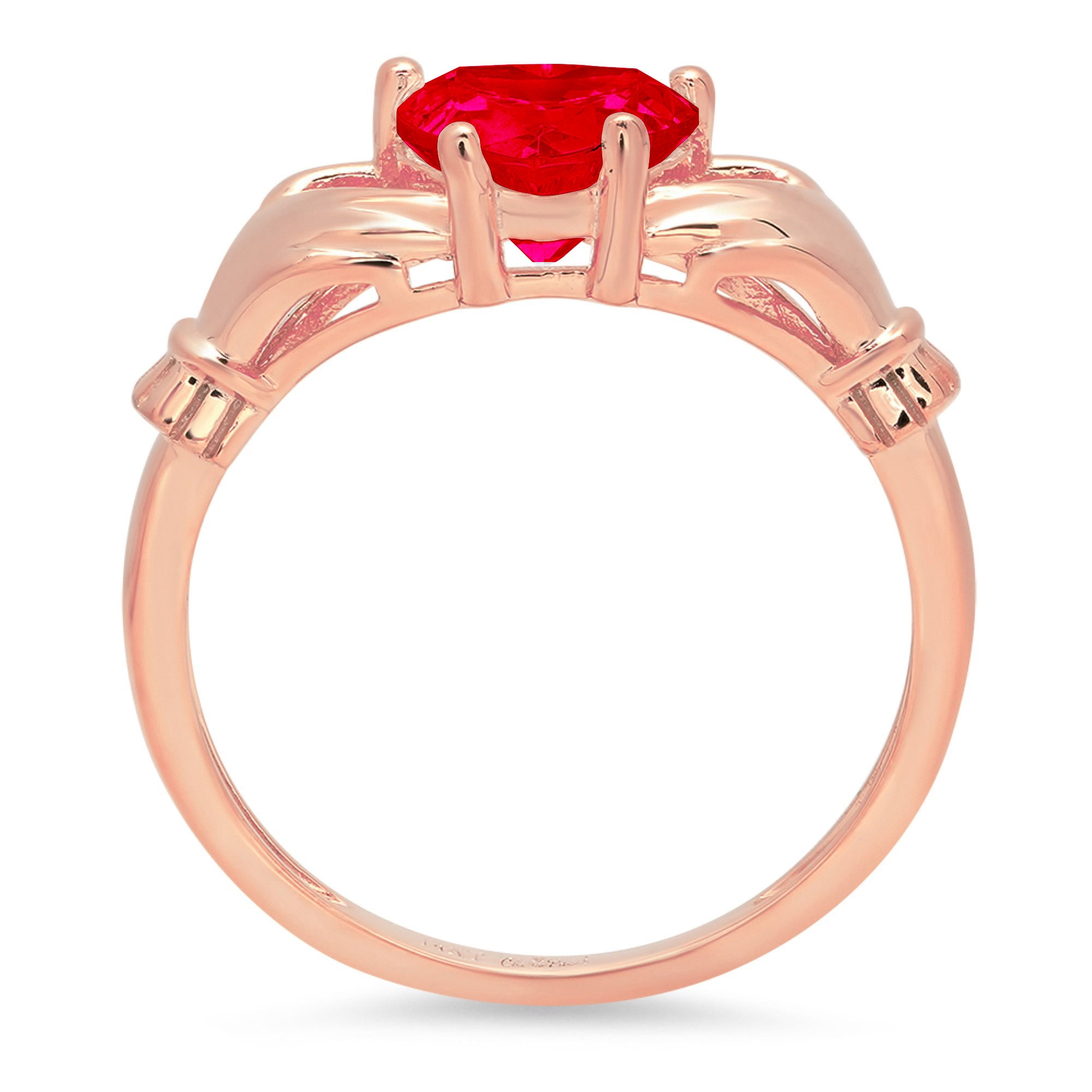 1.06 ct Heart Cut Simulated Ruby Claddagh Engagement Ring for Women in 18K Rose Gold - Walmart.com