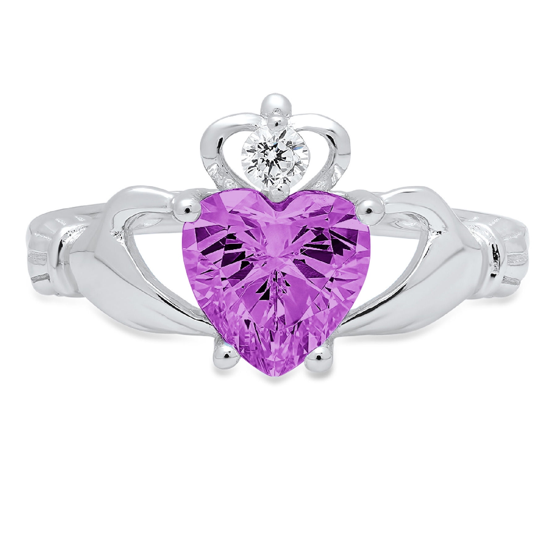1.06ct Heart cut - Claddagh - VVS1 Simulated Alexandrite - 18k White ...