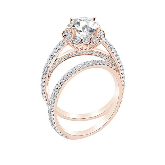 AFFY 1.08 Carat Round Shape White Natural Diamond Semi Mount Wedding ...