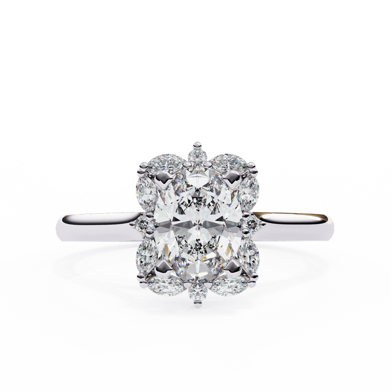 1.09 CT Oval Cut IGI Certified Lab Created Diamond Cluster With Prong ...