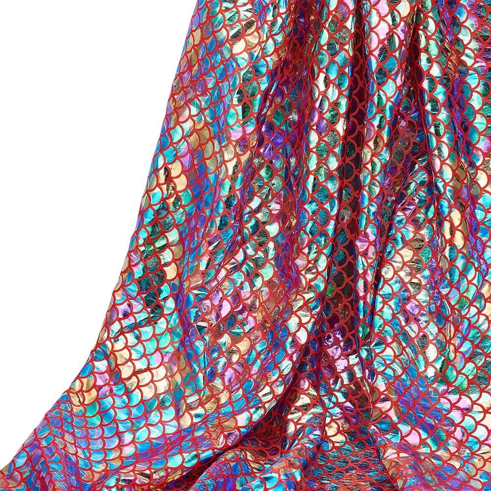 1.09 Yards Mermaid Scales Fabric 59inch Wide Red Iridescence Sparkly ...