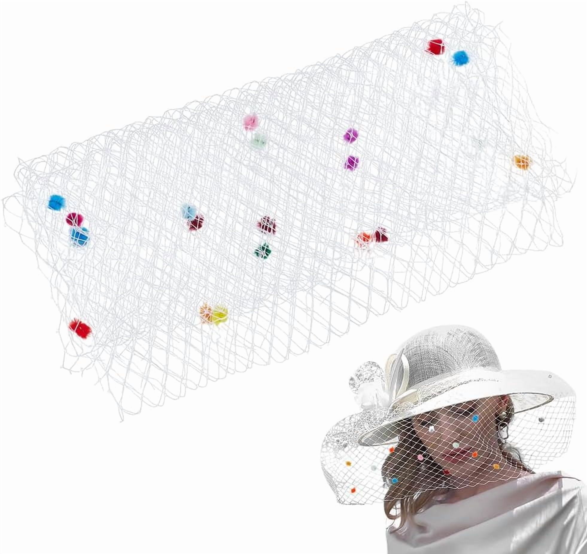 1.09Yard Veil Netting Fabrics with Small Ball 9.84inch Wide White ...