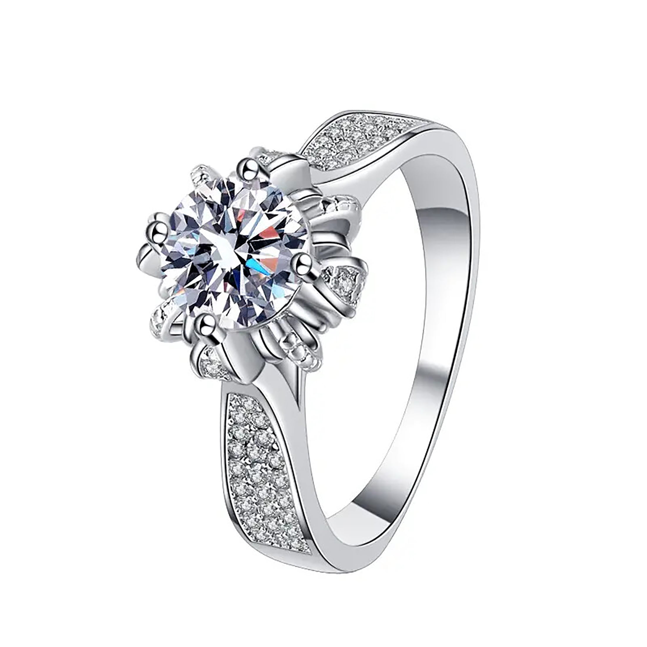 1.0ct Moissanite Diamond Petal Engagement Ring for Women D Colour ...