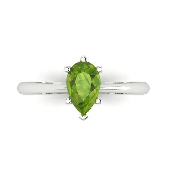 1.0ct Pear Cut Green Natural Peridot 18k Pink Rose Gold Engraving ...