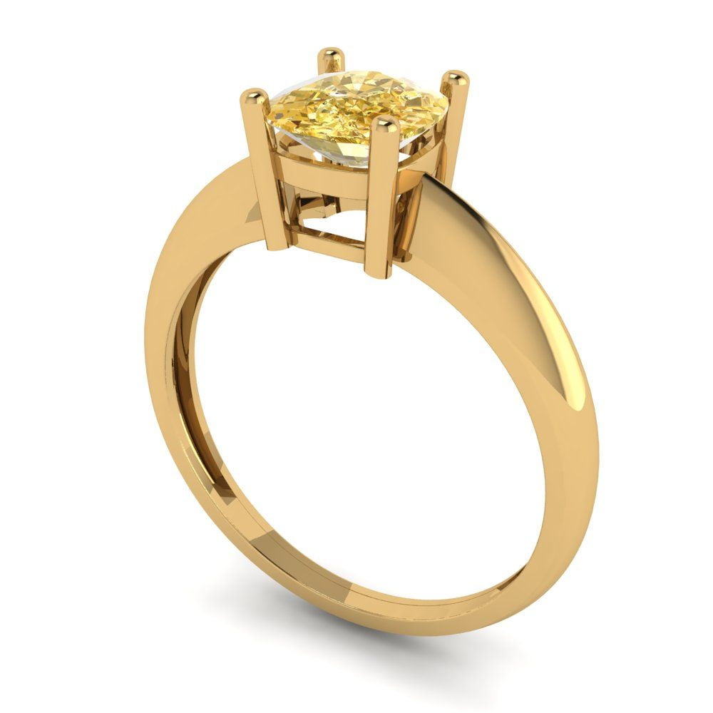 1.0ct cushion cut yellow Zircon 18k yellow gold Bridal Wedding Engagement Promise Anniversary ...