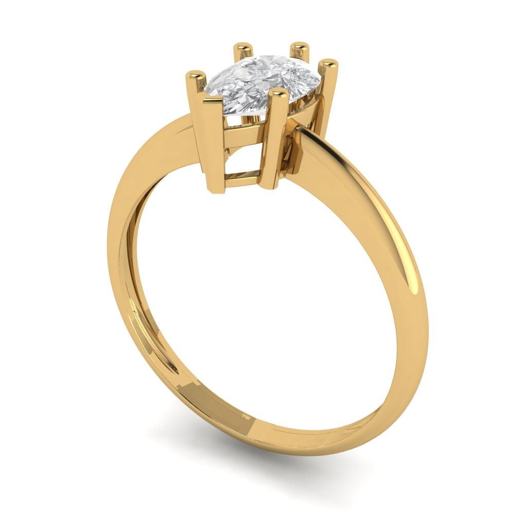 1.0ct pear cut white sapphire 18k yellow gold Bridal Wedding Engagement ...