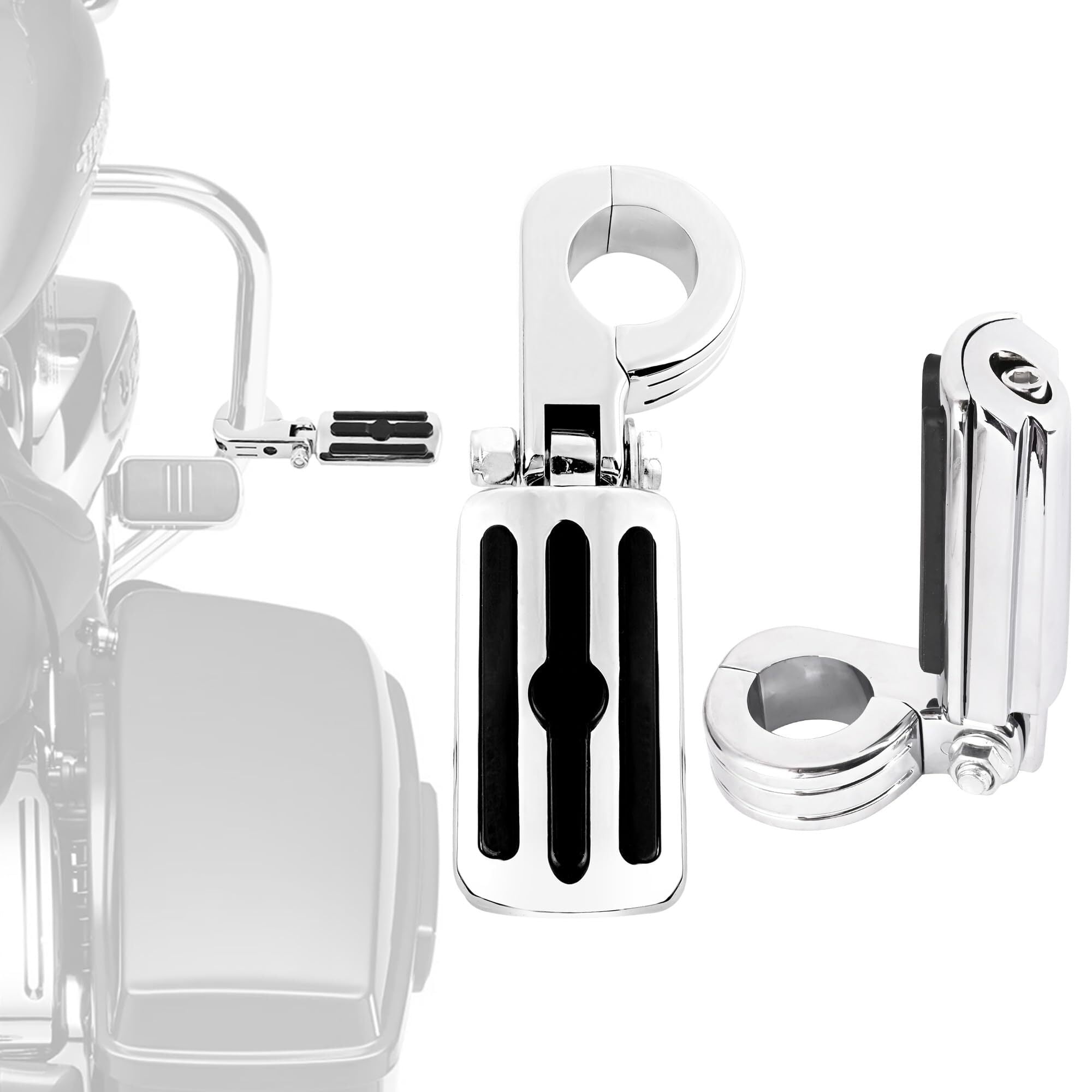 1", 1-1/4", 1-1/3" Inch Motorcycle Highway Foot Pegs Adjustable Highway ...