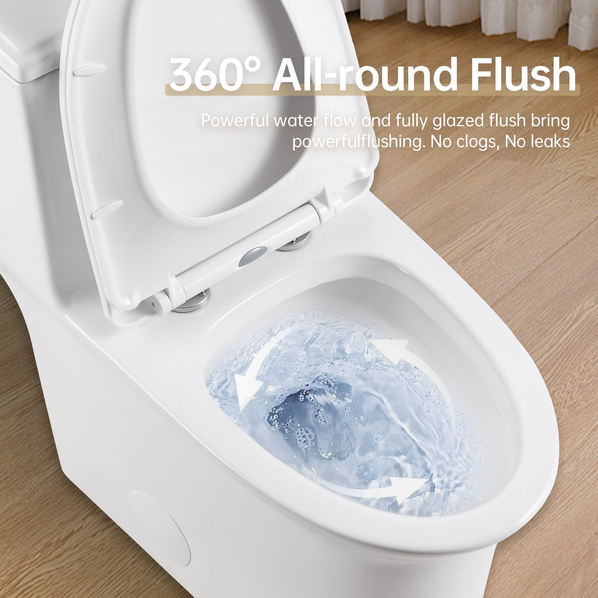 1.1/1.6 GPF Elongated Comfort Height Super Quite Flushing Floor Mounted ...