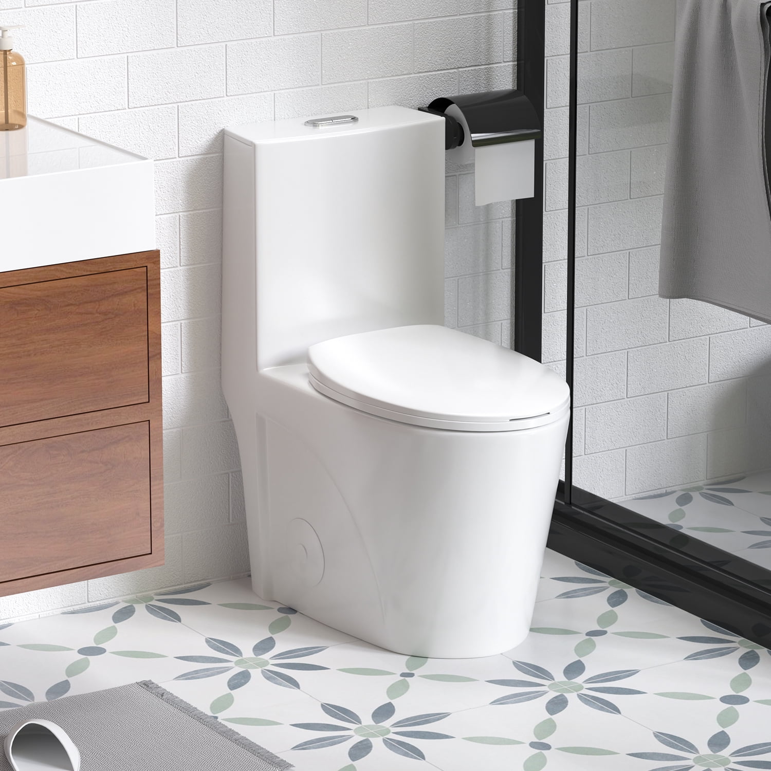 1.1/1.6 GPF Tornado Flush One-Piece Toilet for bathrooms,Siphonic S ...