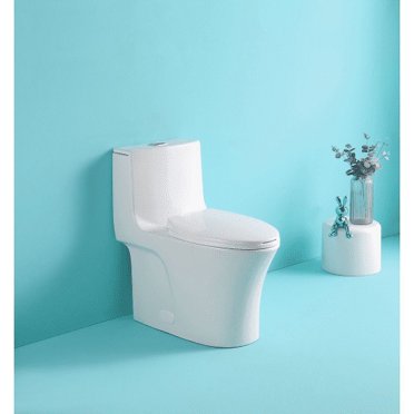 "WinZo WZ5069 Compact Ceramic Toilet, 23"" Depth, Dual Flush, 12” Rough ...