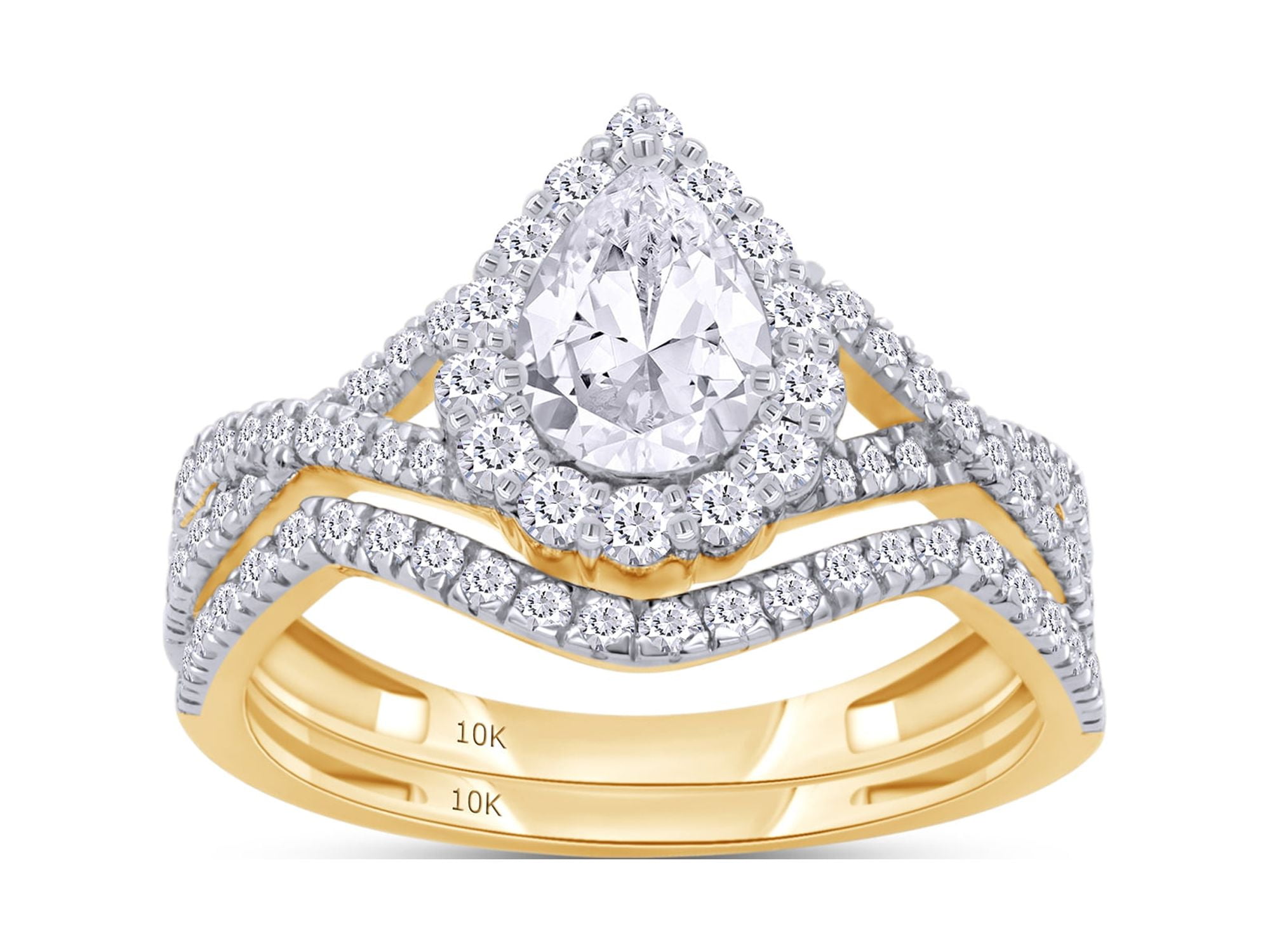 1 1/10 Carat Pear & Round Shape IGI Certified Lab Grown Diamond Halo ...